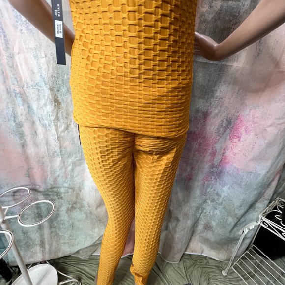 New Mix | Pants & Jumpsuits | New New Mix 2 Piece Mustard Cotton Blend ...